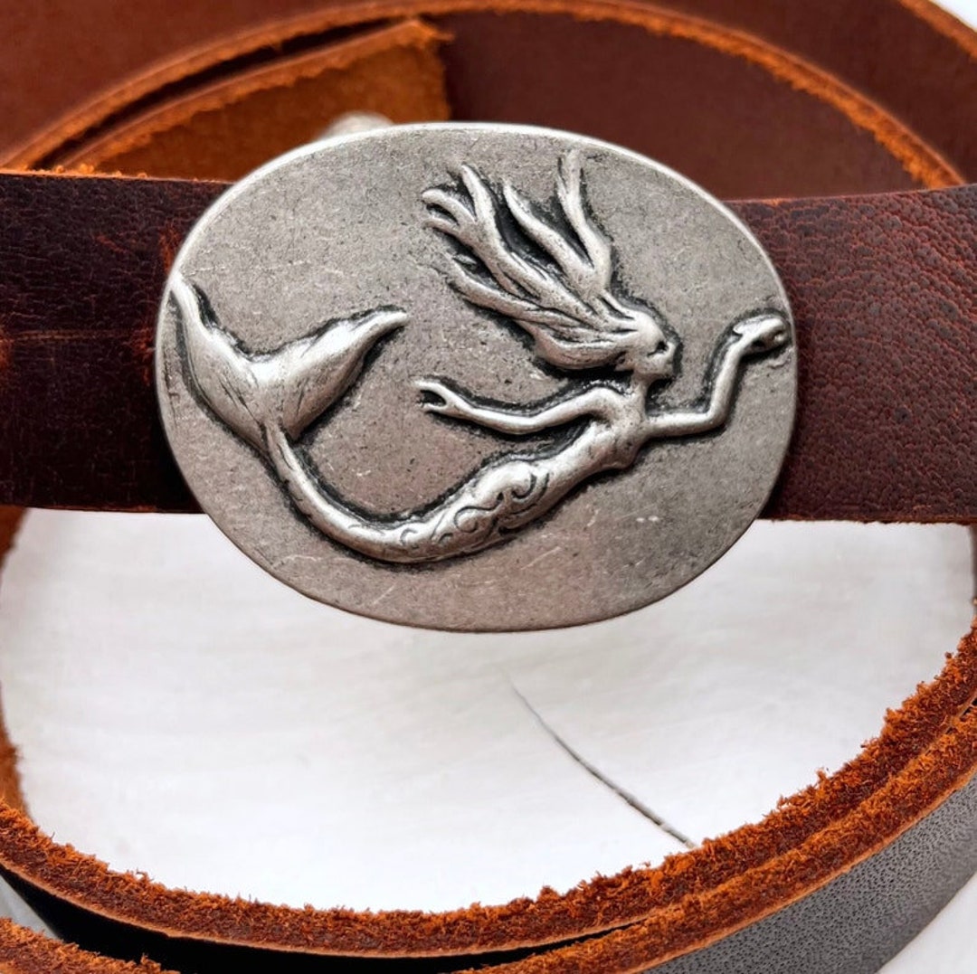 Mermaid Belt Buckle: Dark Silver Zamak, Fits 40mm Belts - Etsy