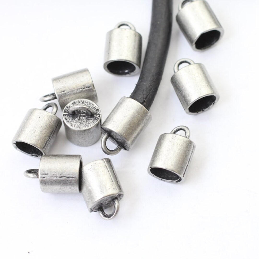 10 Big End Caps With Loop, End Caps for Round Leather Cords, Bracelet ...