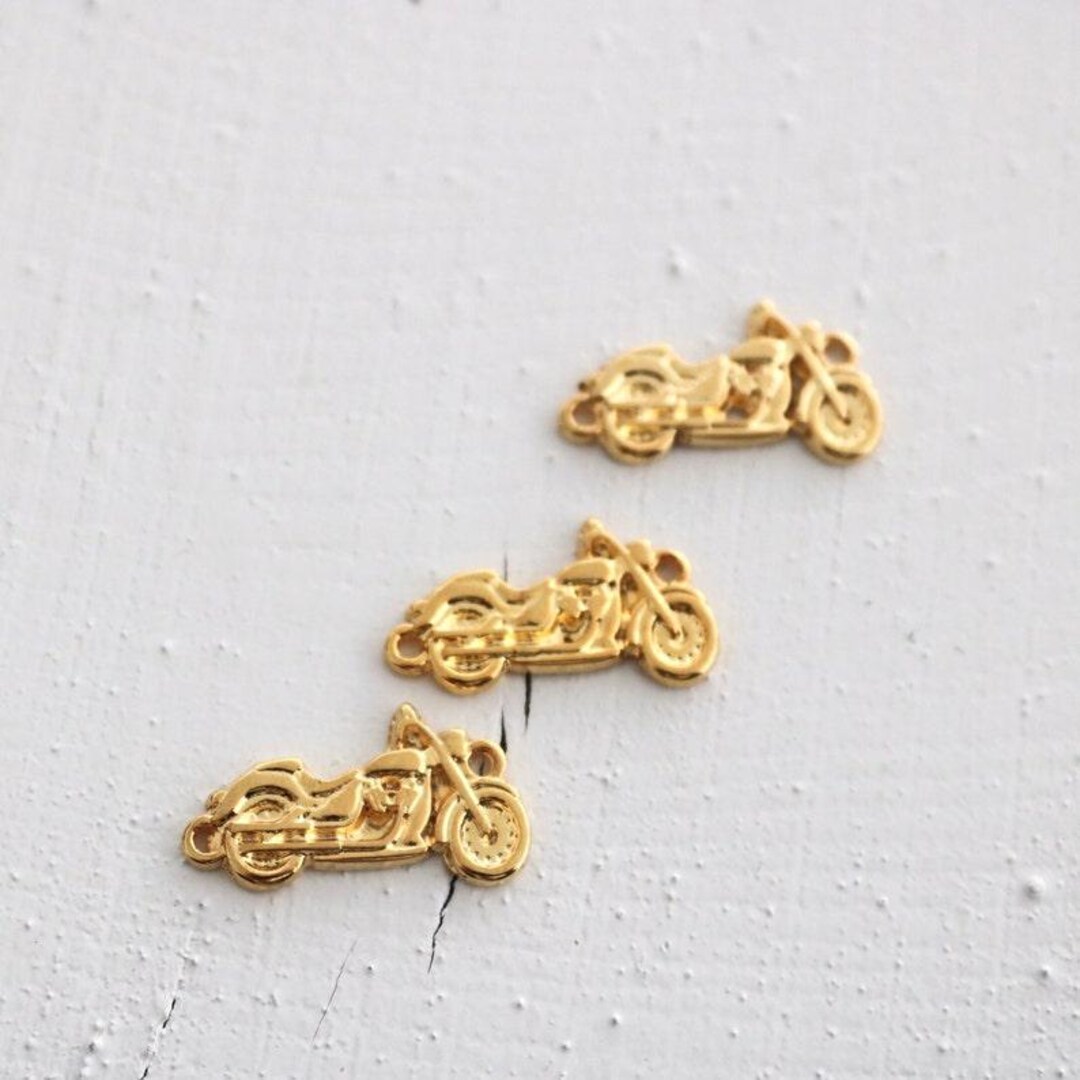 10pcs Shiny Gold Motorcycle Connector, Motorcycle Charms, Gold ...