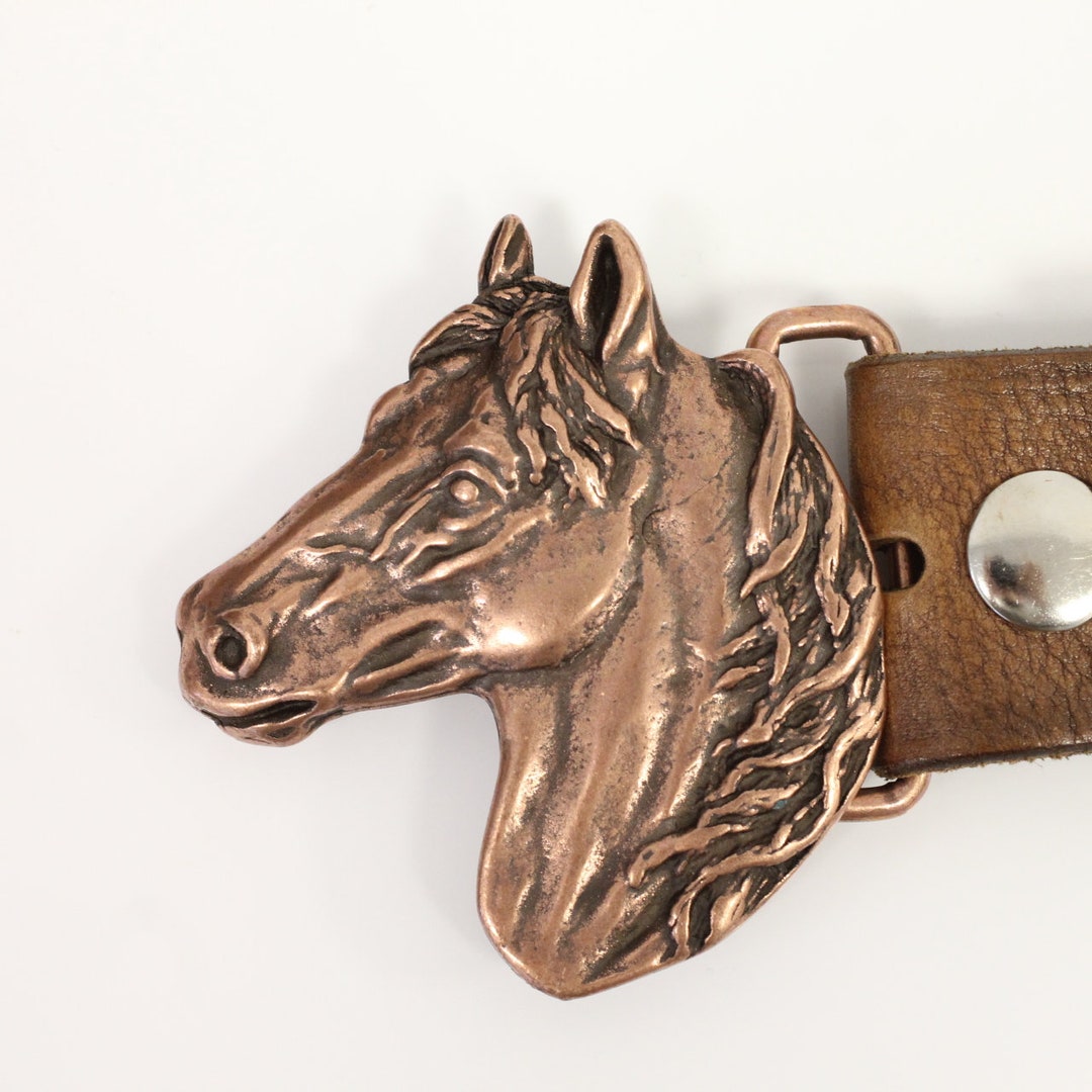 Copper Horse Head Belt Buckle: Western Cowboy Style, Fits 4cm Belts ...