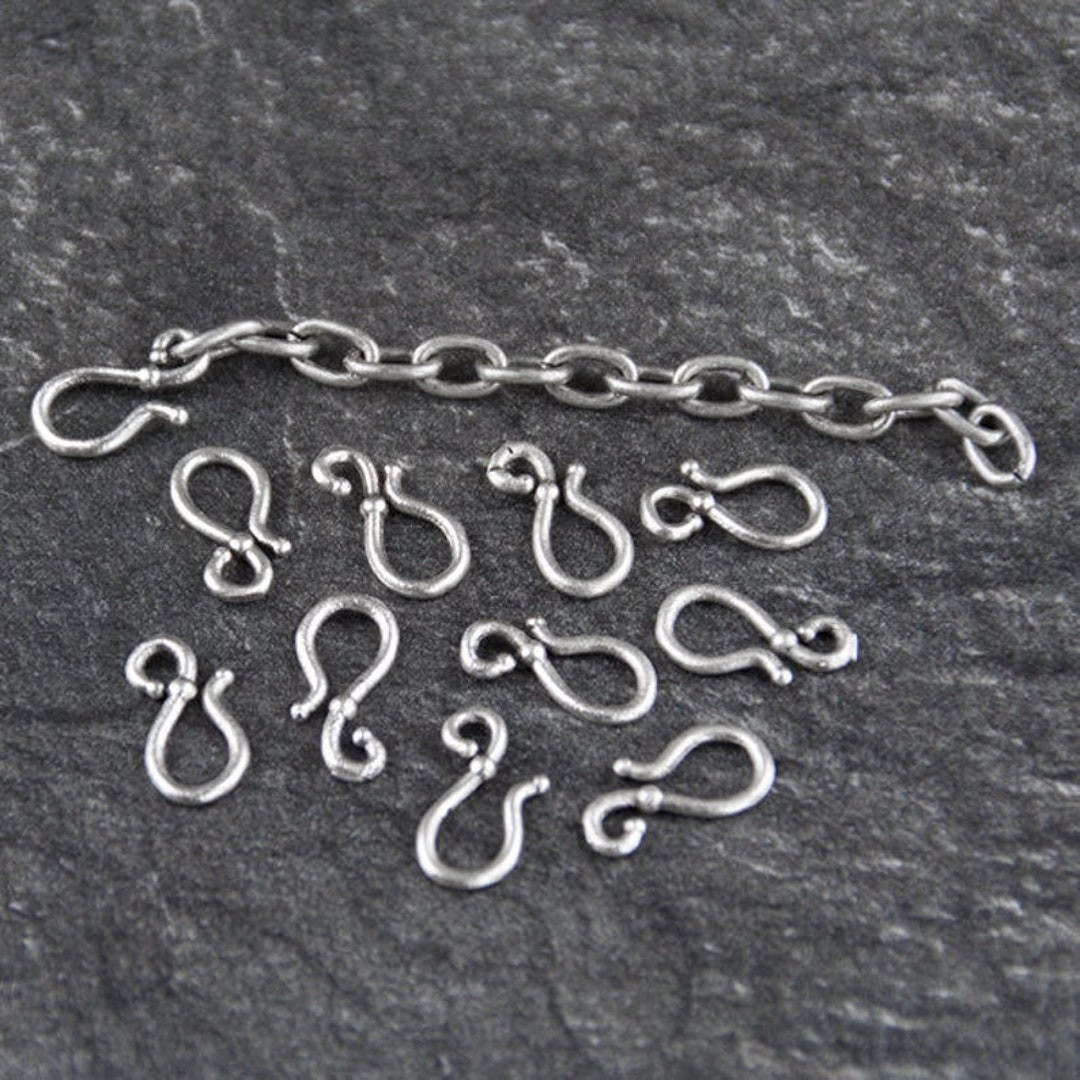 20 Silver Hook Clasps, Brass Clasp, Hook Closure, Necklace Clasp ...
