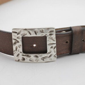 Hammered Silver Belt Buckle: Rectangle Zamak Buckle for 4cm Belts ...