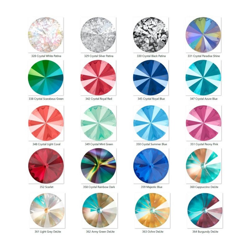 14mm Swarovski Crystal 1122 Rivoli Round Stones Crystals Various Colors ...