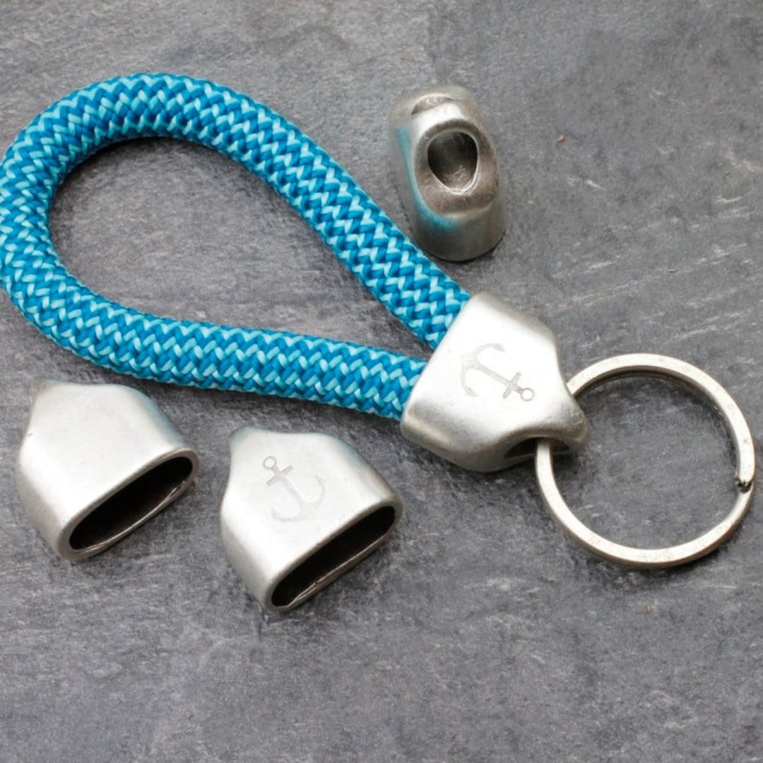 1 Anchor Keychain Findings,round & Flat Leather,sail Ropes Keychains ...