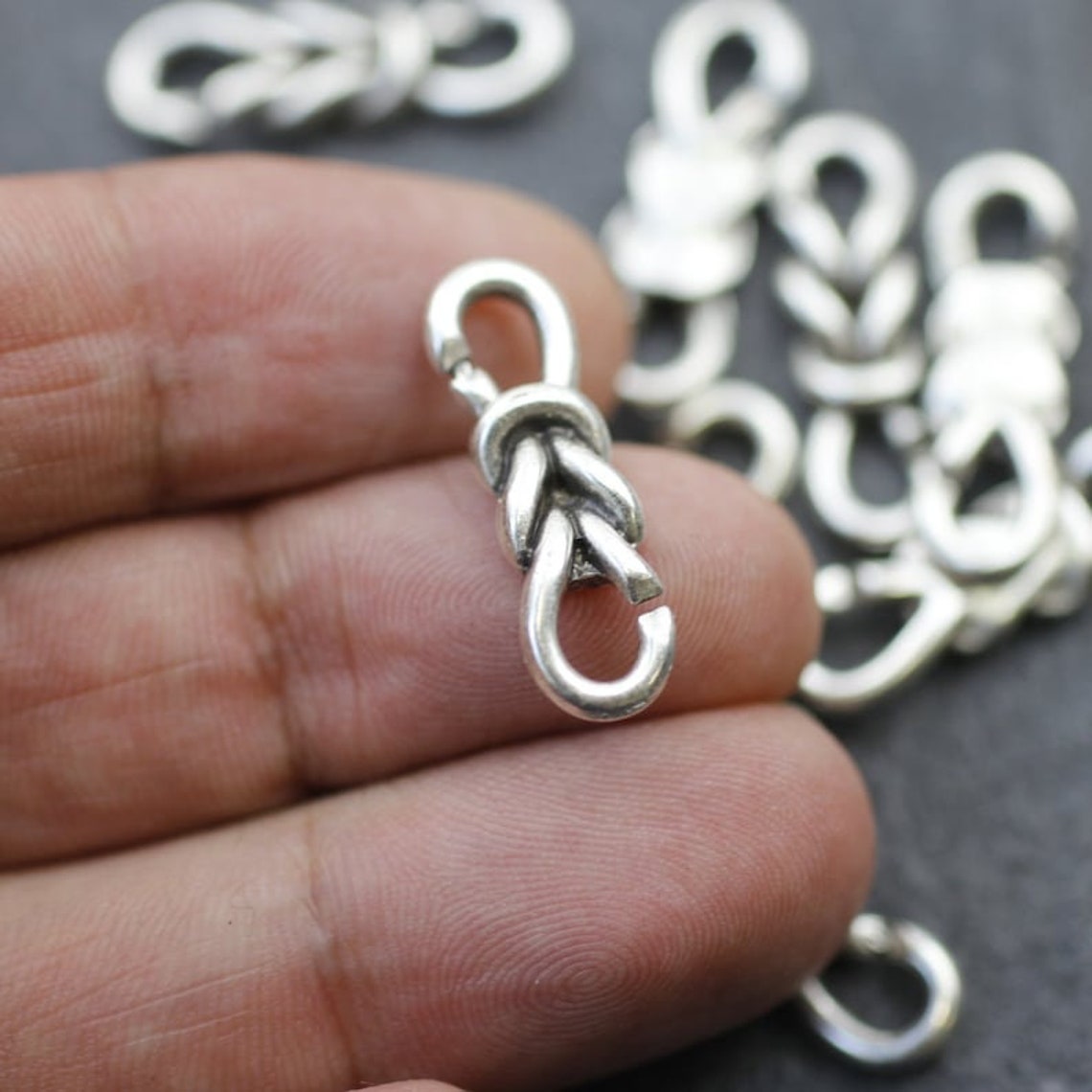 10 Rope Knot Connector Charms, Antique Silver, Knot Charms, Sailor Knot ...