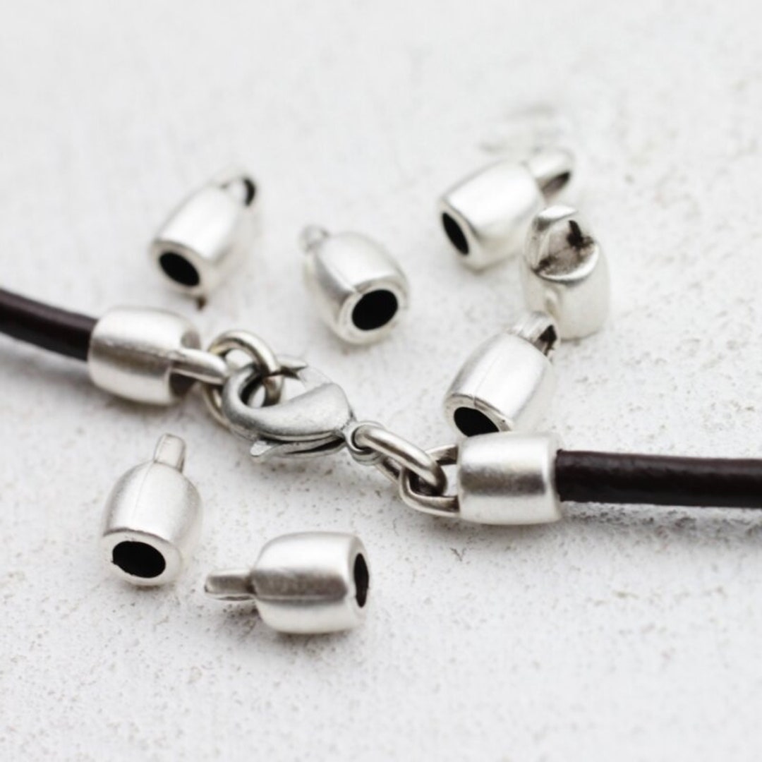 20 Cord End Caps, Bell End Cap for Round Leather, Necklace End Caps ...