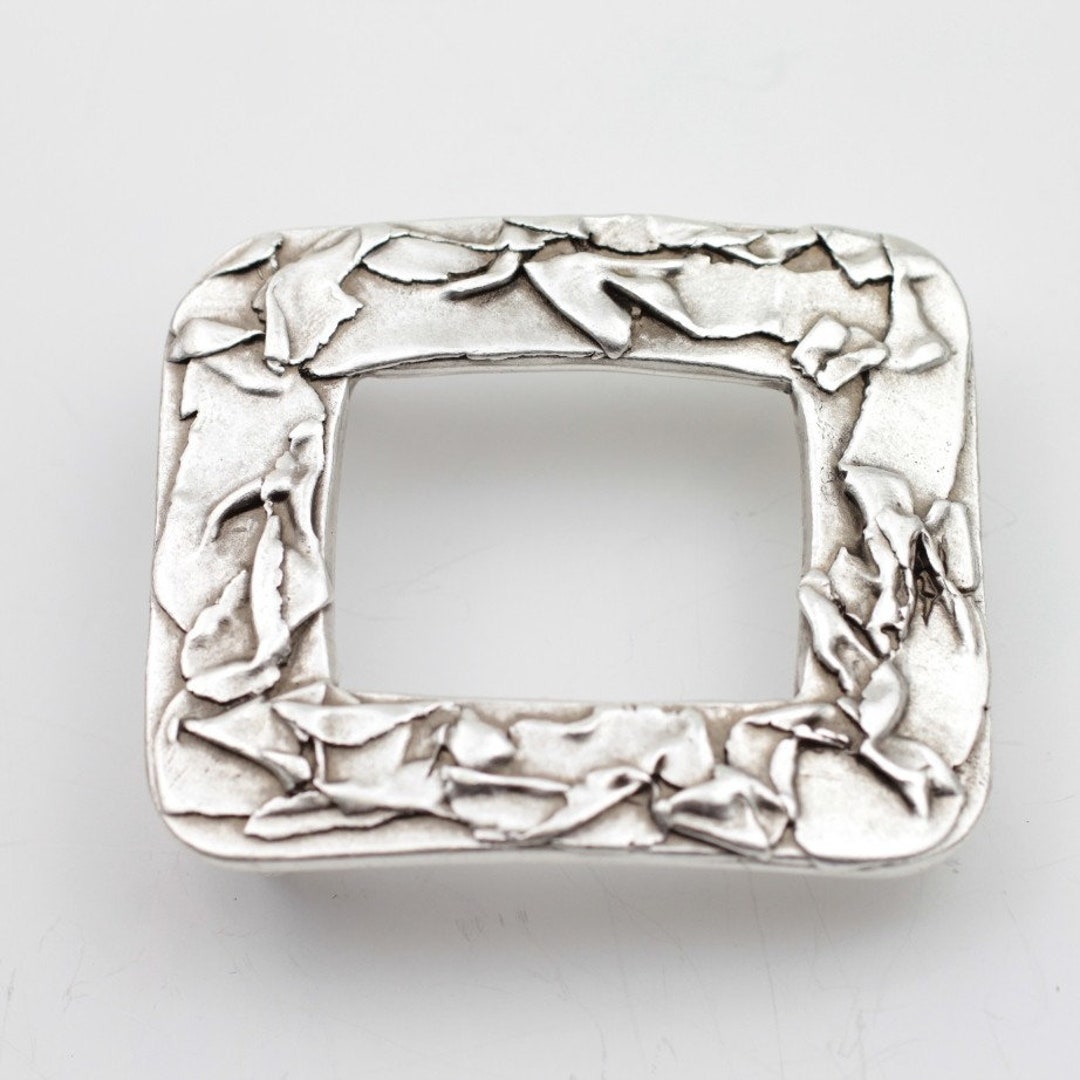 Antique Silver Rectangle Belt Buckle: Pewter Frame, Fits 4cm Belt ...
