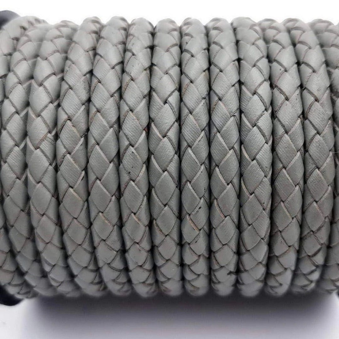 1 M Braided Leather, 6mm Bolo Cord Round Braided Leather, Strap Gray ...