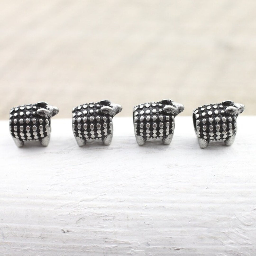 10 Pewter Sheep Beads, Sheep Necklace, Lamb Shaped Beads, Farm Animal ...