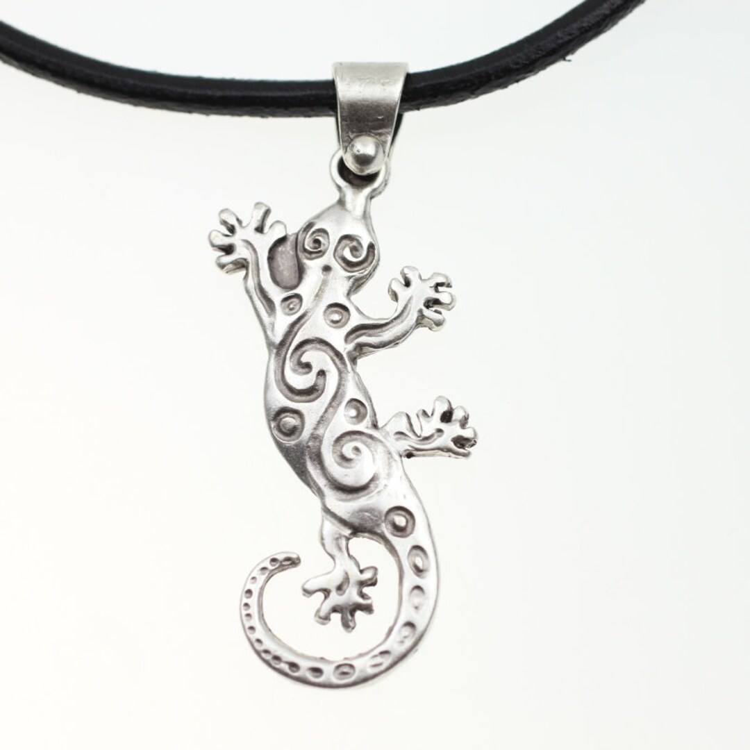 Silver Gecko Pendant: Pewter Lizard Charm, Jewelry Making (65mm) - P153 ...