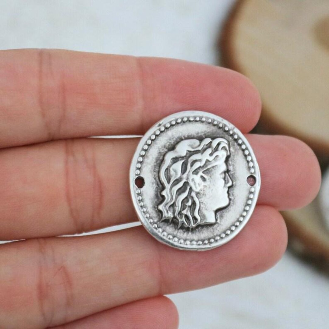 Alexander the Great Charms Connector, Roman Coin Charms, Flat Round ...