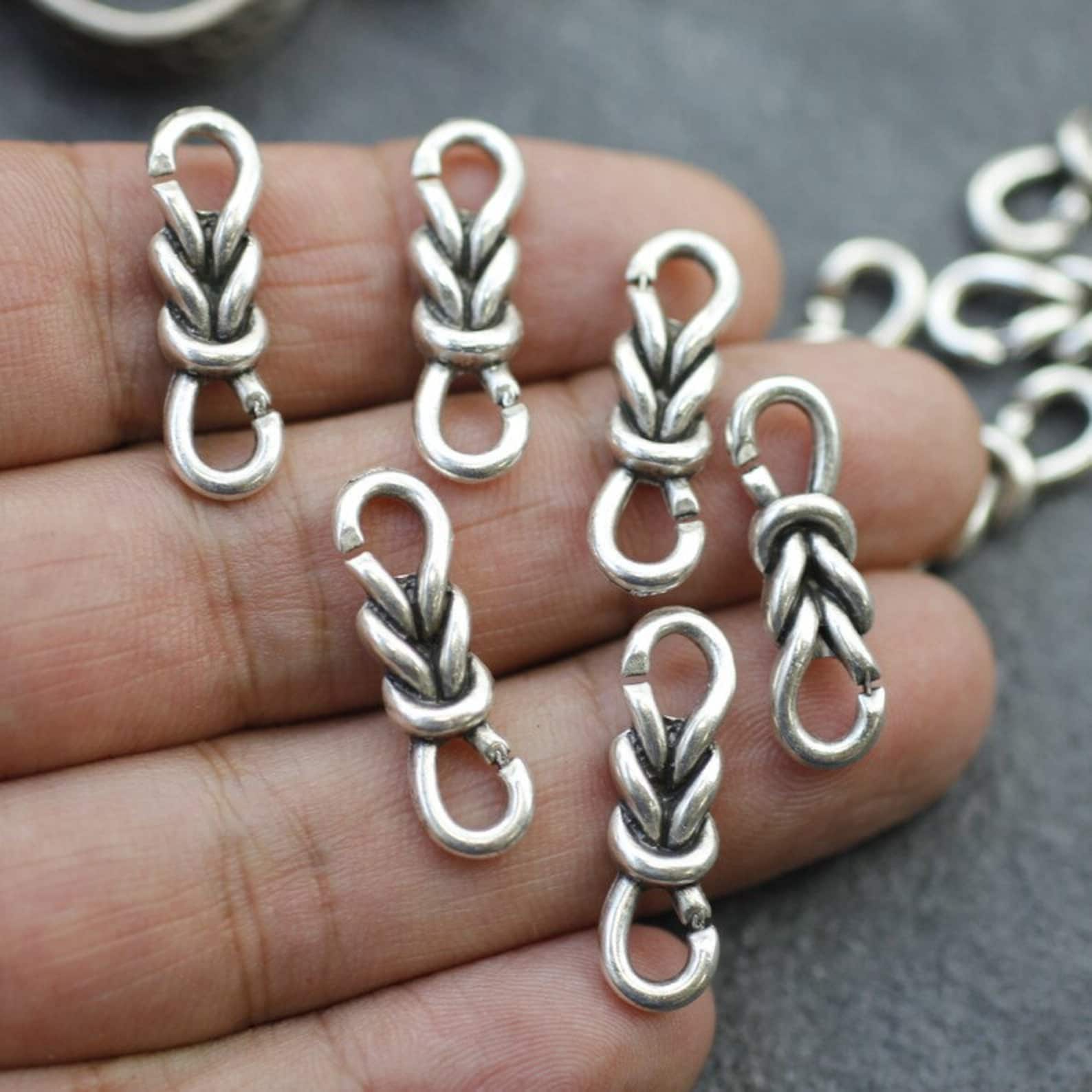 10 Rope Knot Connector Charms, Antique Silver, Knot Charms, Sailor Knot ...
