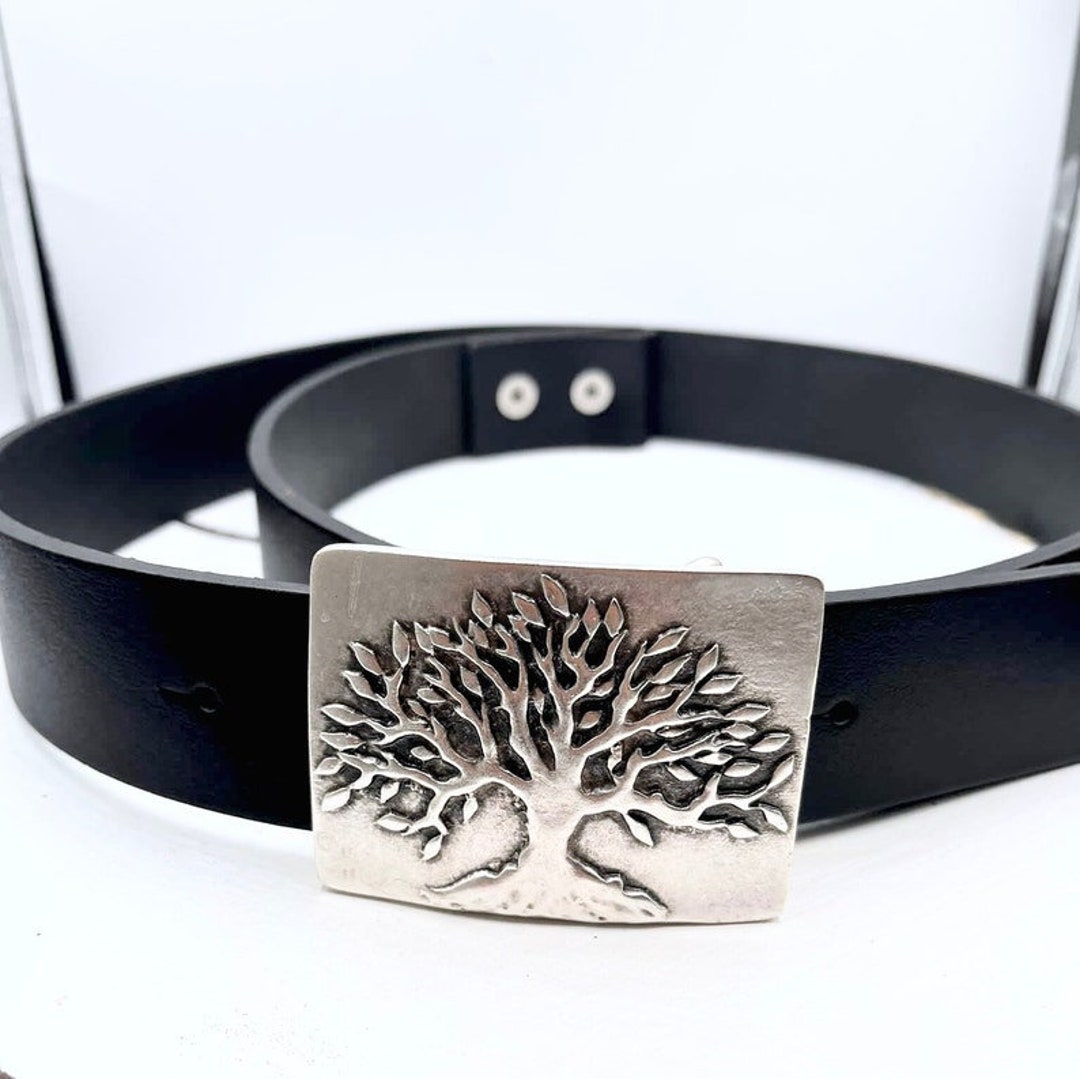 Silver Tree Belt Buckle,nature Belt Buckles, Oak Tree Belt Buckle,tree ...