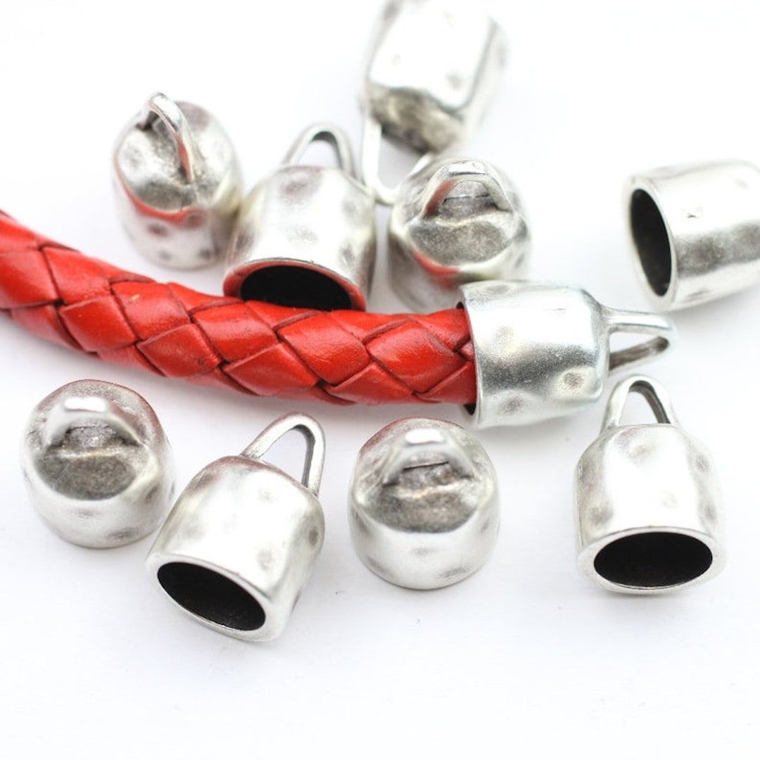 5 Cord End Caps, Bell End Cap for Round Leather, Necklace End Caps ...