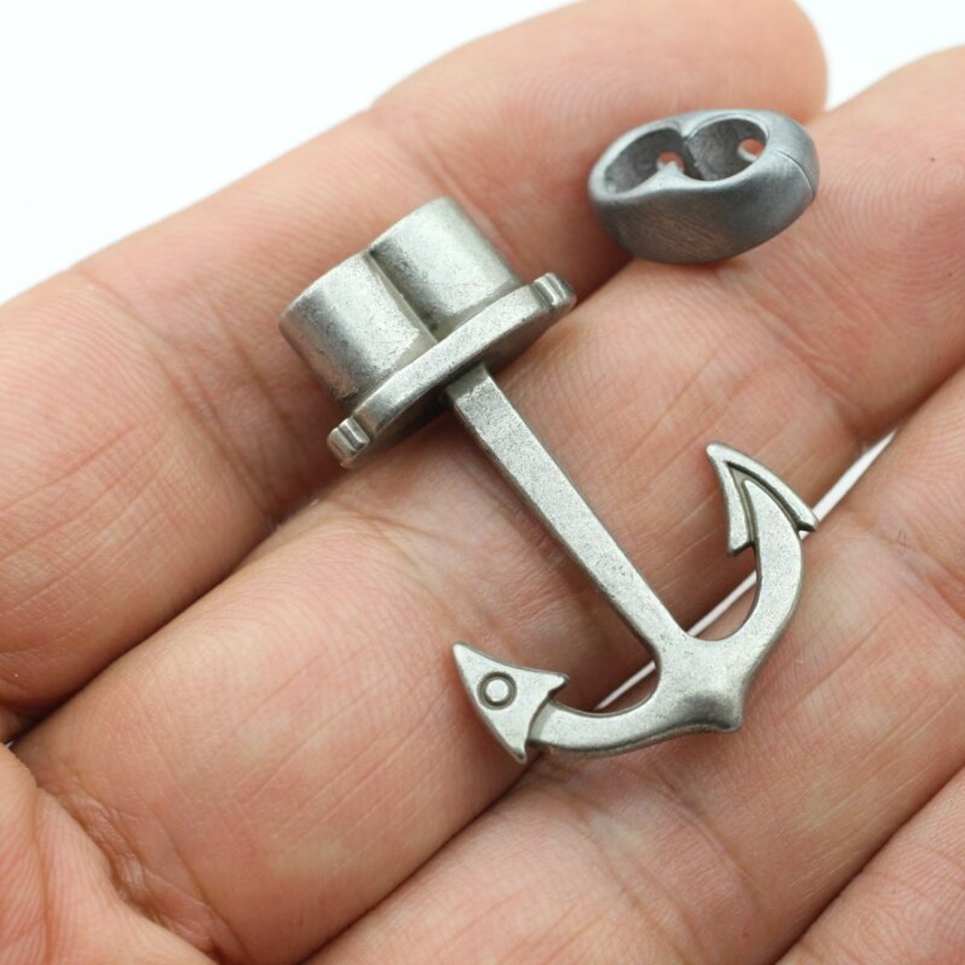 2 Set Dark Silver Anchor Bracelet Clasps & Slider Beads, 5mm Leather ...