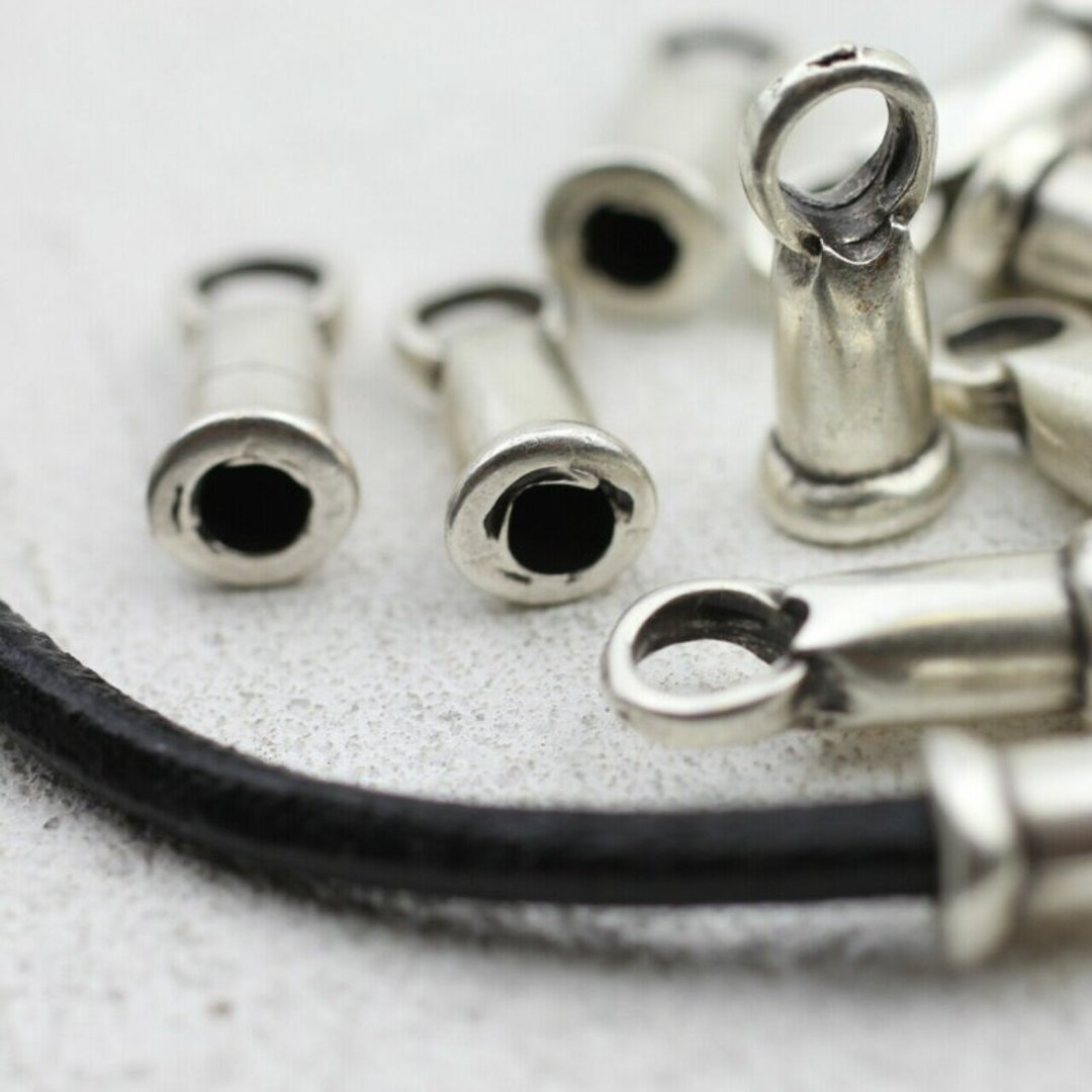 10 Cord End Caps, Bell End Cap for Round Leather, Necklace End Caps ...
