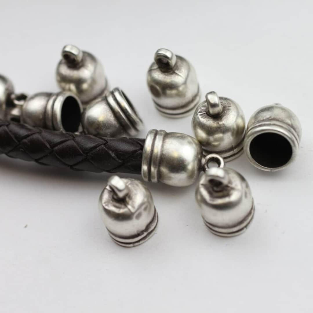 10 Cord End Caps, Bell End Cap for Round Leather, Necklace End Caps ...