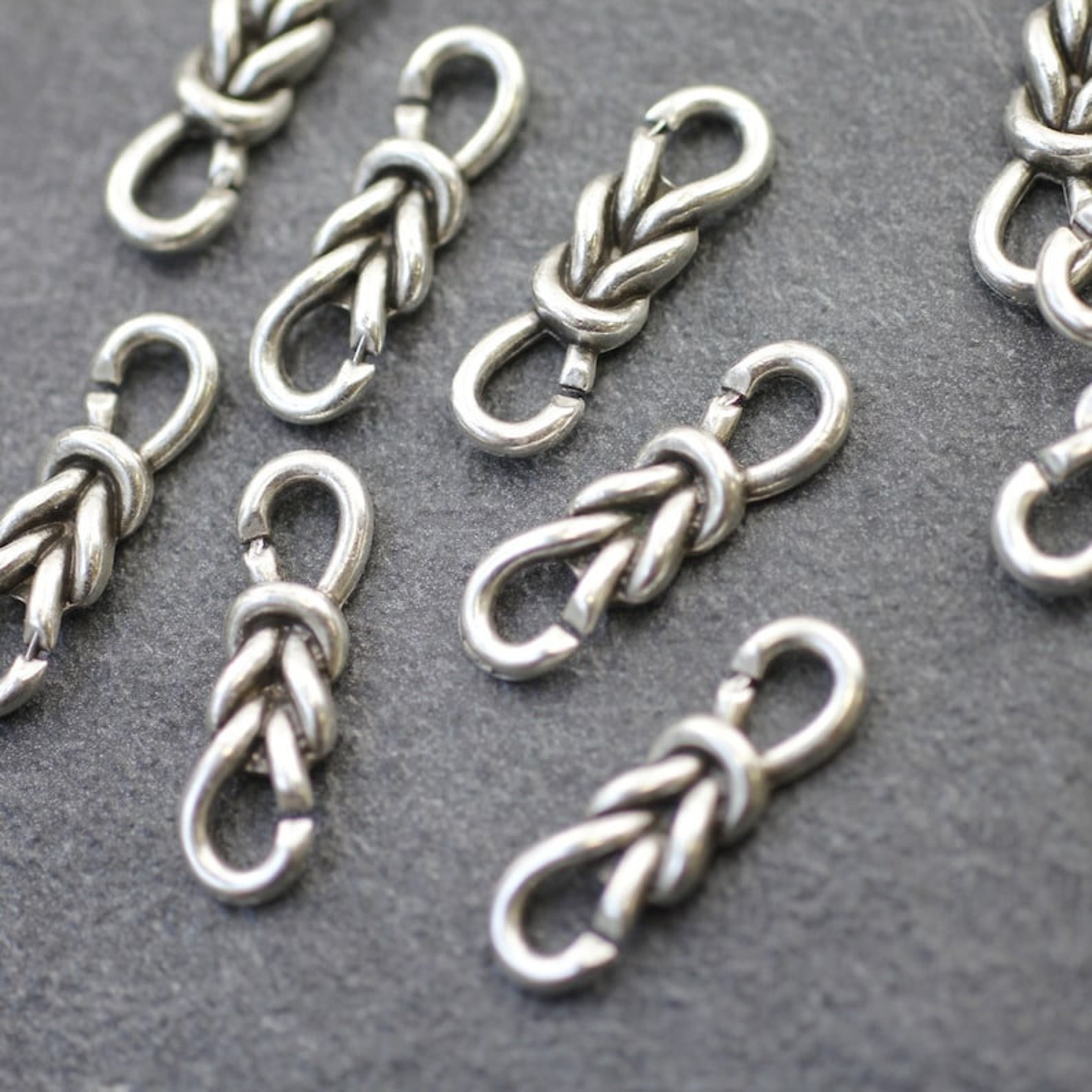 10 Rope Knot Connector Charms, Antique Silver, Knot Charms, Sailor Knot ...