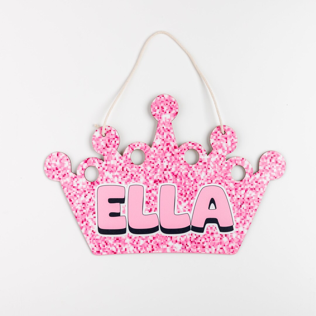 Crown Name Sign, Baby Girl Wood Sign, Custom Wooden Sign, Pink Nursery ...