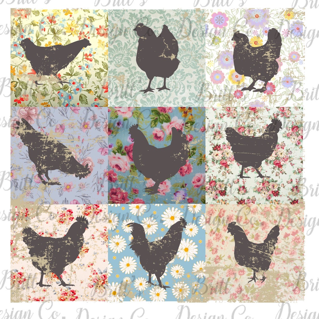 Vintage Floral Chickens Png, Chicken Png, Cute Png, Popular Png, Farm ...