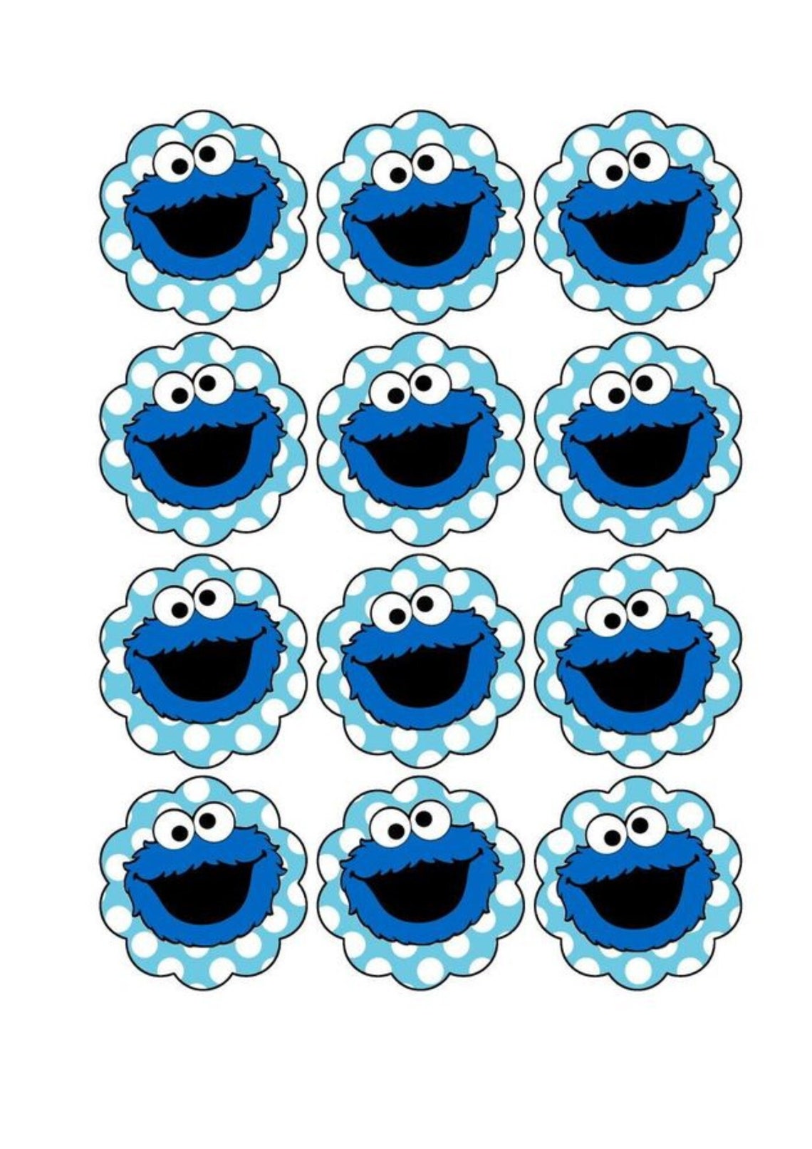 Cookie Theme Cupcake Toppers , Monster , Biscuit Monster, Edible Prints ...