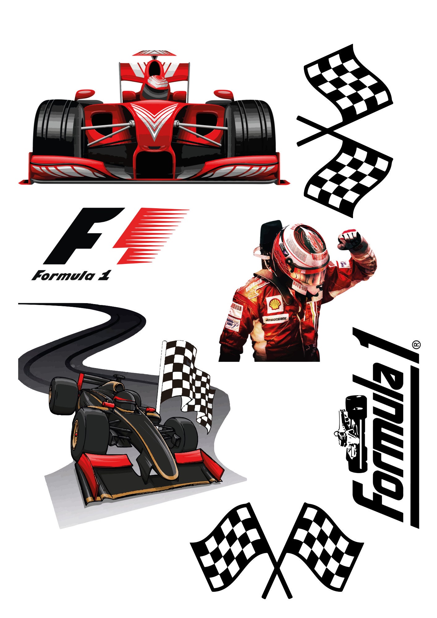Formula 1 (F1) Race Car Cake Decoration, Edible Prints, Cake Toppers ...