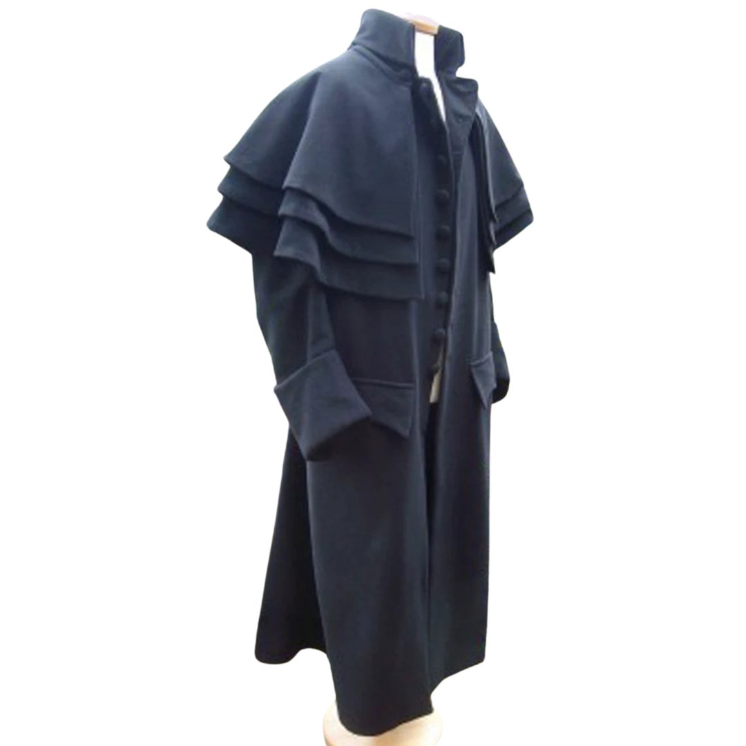 Inverness Triple Cape Duster Coat for Men Black Wool Inverness Cape ...