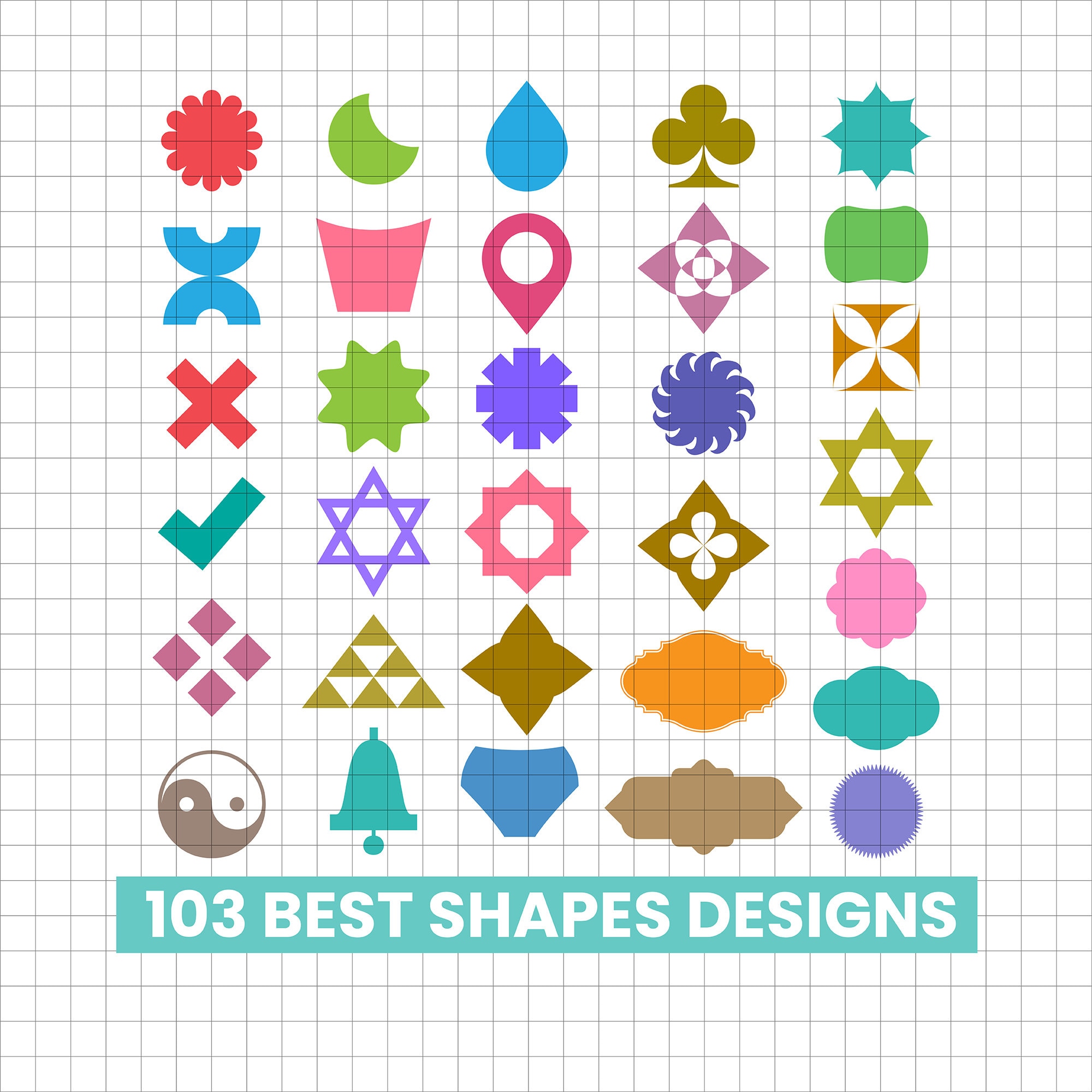 Best Shapes Design, Basic Shape SGV Design, Basic Shape Clipart, 103 ...