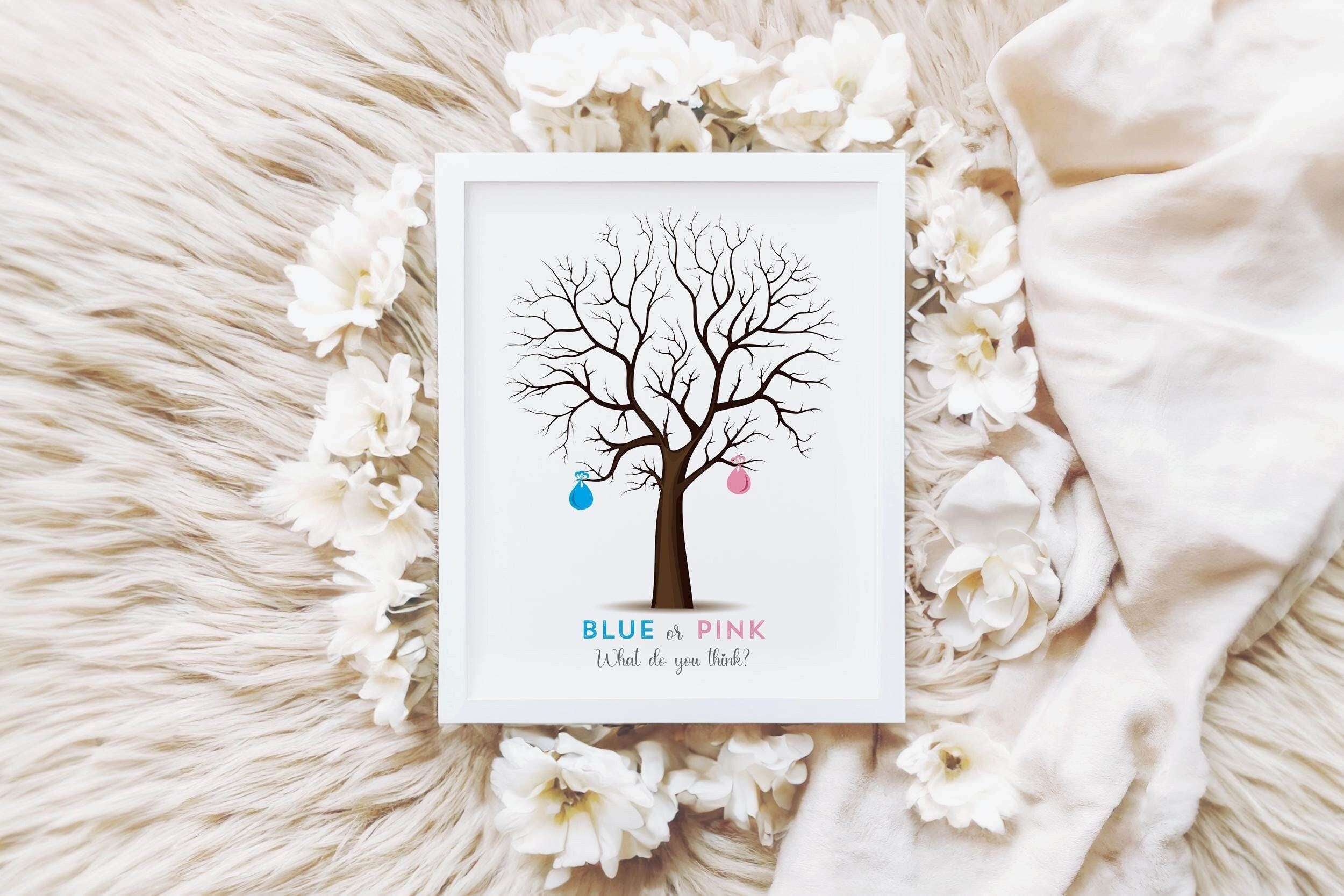 Fingerprint Tree Guestbook: Gender Reveal, Baby Shower (instant ...