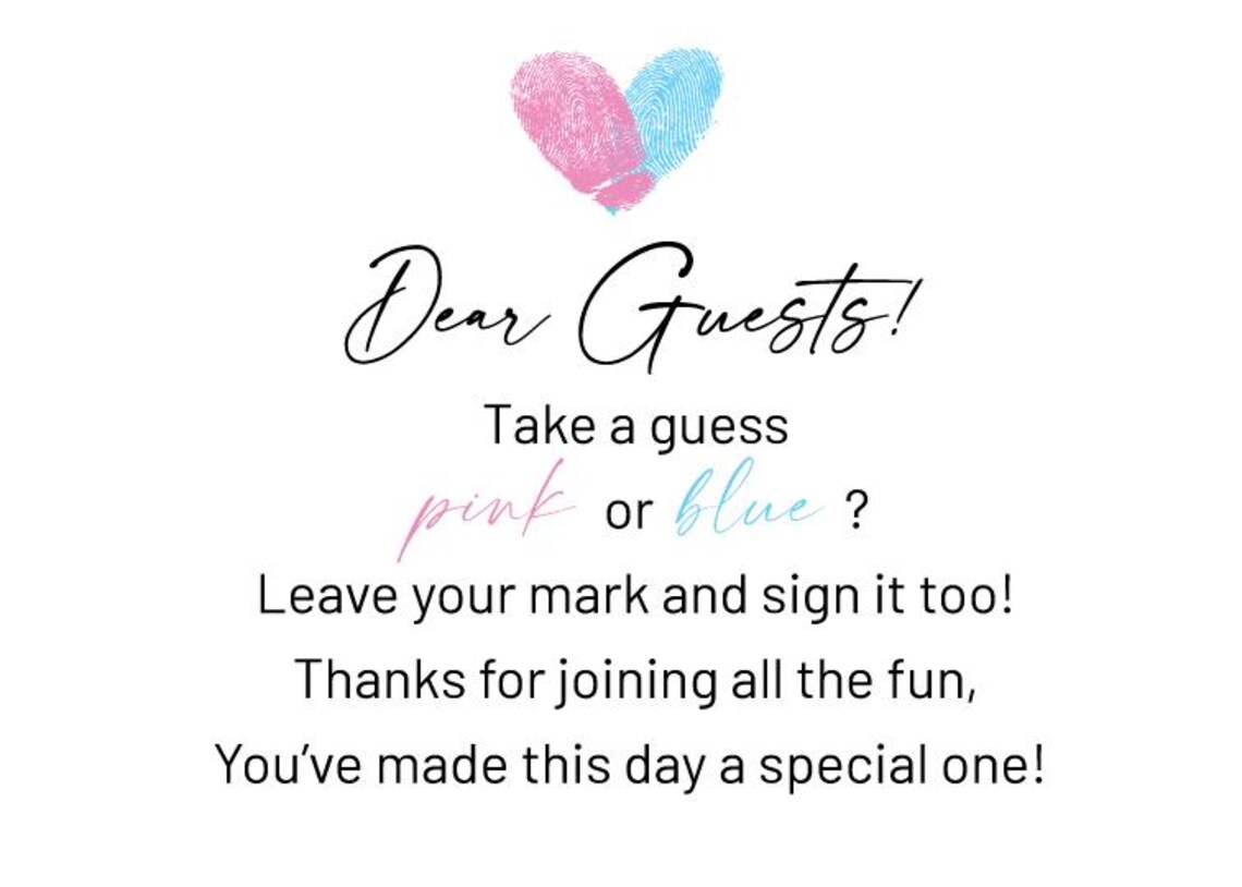 Bear Gender Reveal Ideas He or She Fingerprint Guest Book Printable ...