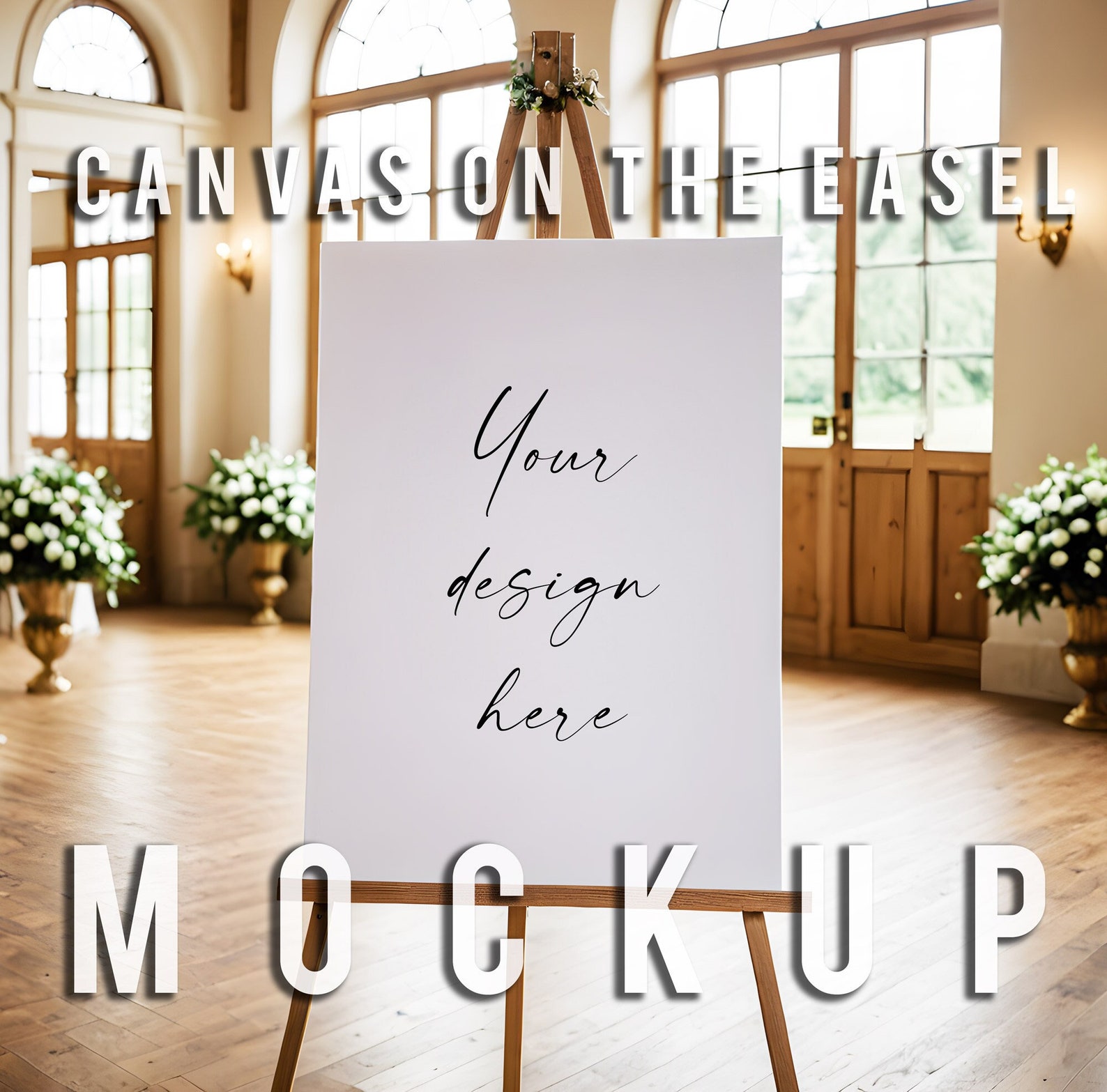 Easel Canvas Mockup Wedding Poster Mockup on Canvas Easel Mockup ...
