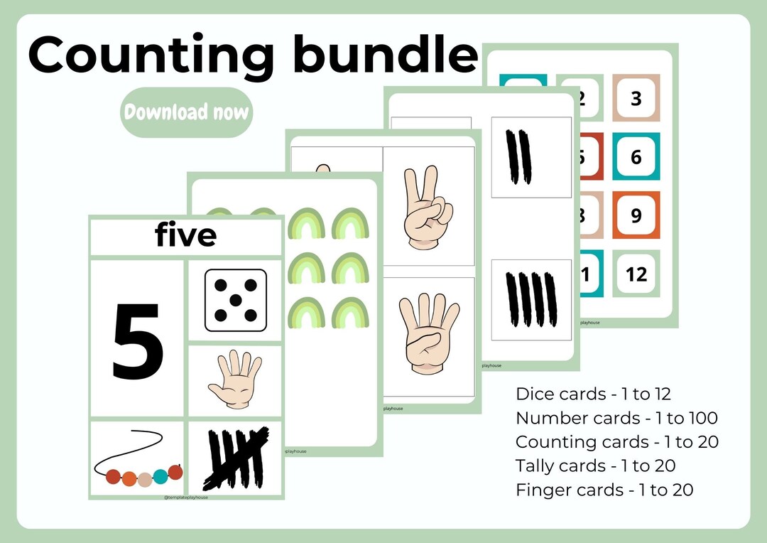 Educational Counting Bundle - Dice, Number, Counting, Tally, and Finger ...