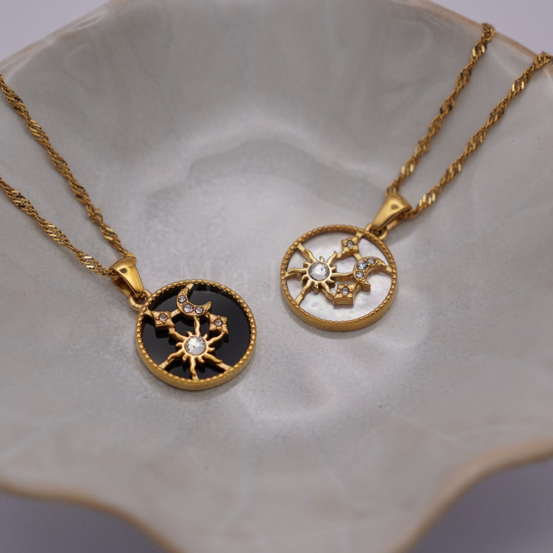 Sun and Moon Necklaces Matching Best Friend Celestial Star Pendants ...