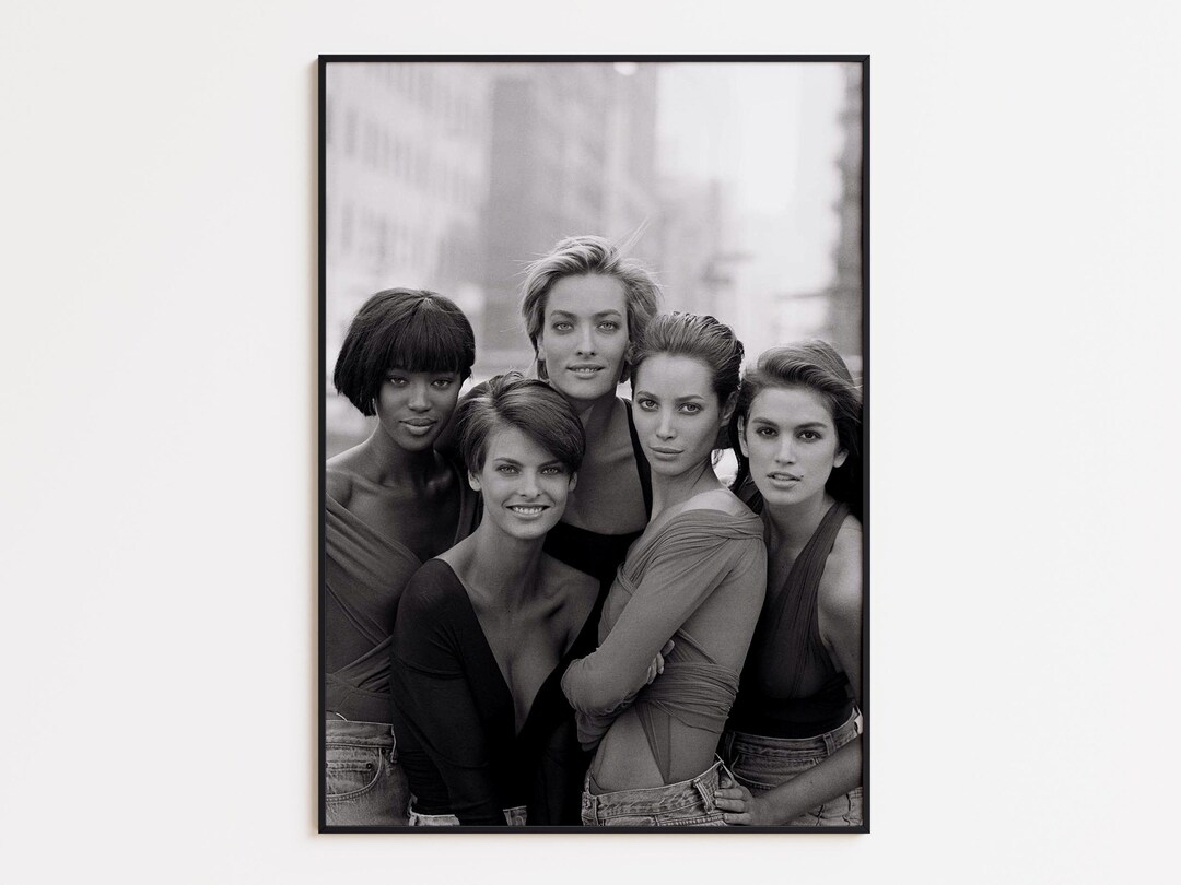 Black and White Supermodel Poster - Naomi Campbell, Cindy Crawford ...