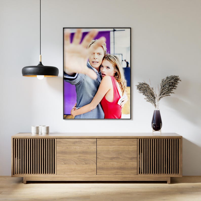Iconic Kate Moss & David Bowie Poster – Stylish Wall Art of Fashion and ...