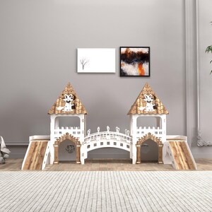Wizard's Twin Tower Bunny Castle: White & Oak Two-story Rabbit ...