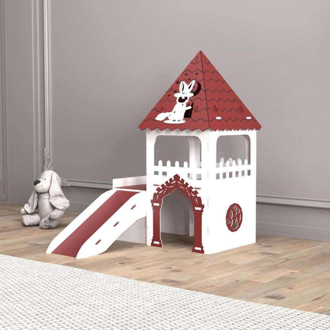 Bunny Tower Playhouse: Two-story Rabbit Castle With Secret Room - Etsy