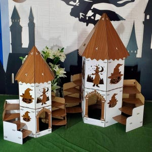 Lofty Cat Castle White Walnut Wooden Cat Tower Modern Cat House Luxury ...