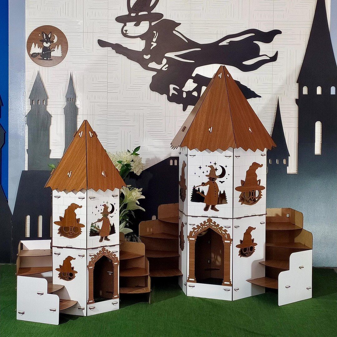 Lofty Cat Castle White Walnut Wooden Cat Tower Modern Cat House Luxury ...
