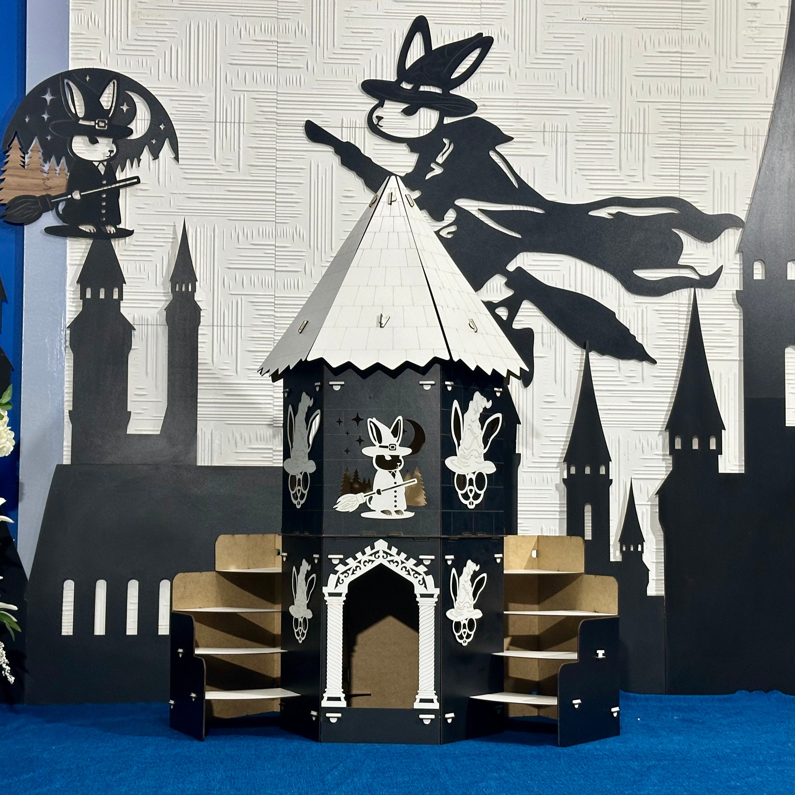 Magical Mediavel Bunny Castle Black White.exlusive Design Magic Bunny ...