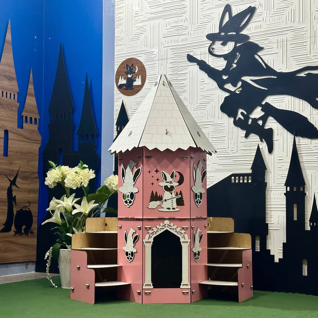 Large Wizard Rabbit Tower: A Magical Nest Medieval Design Bunny Castle ...