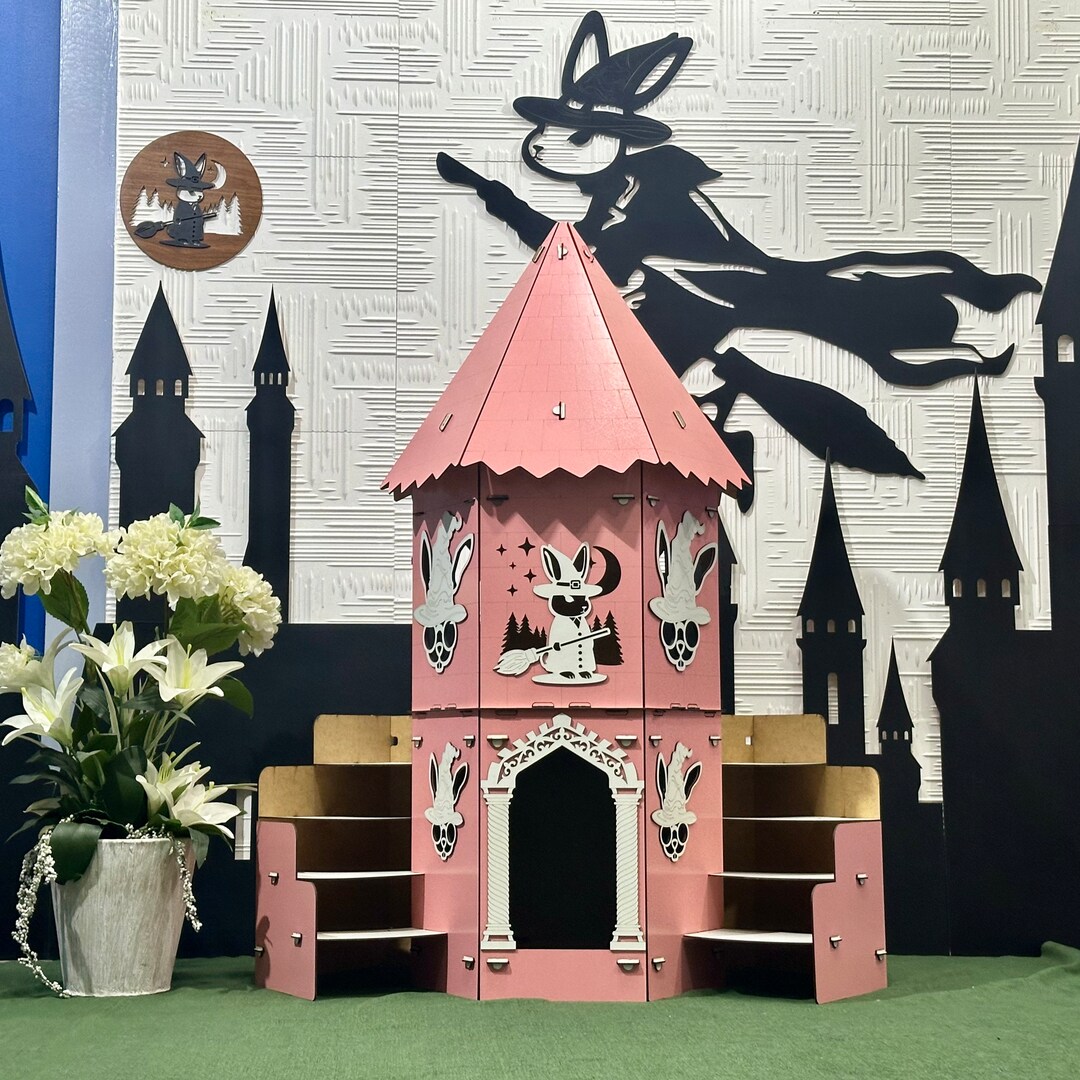 Large Enormous Guinea Pig Magical Castle | Pink White Chinchilla Castle ...