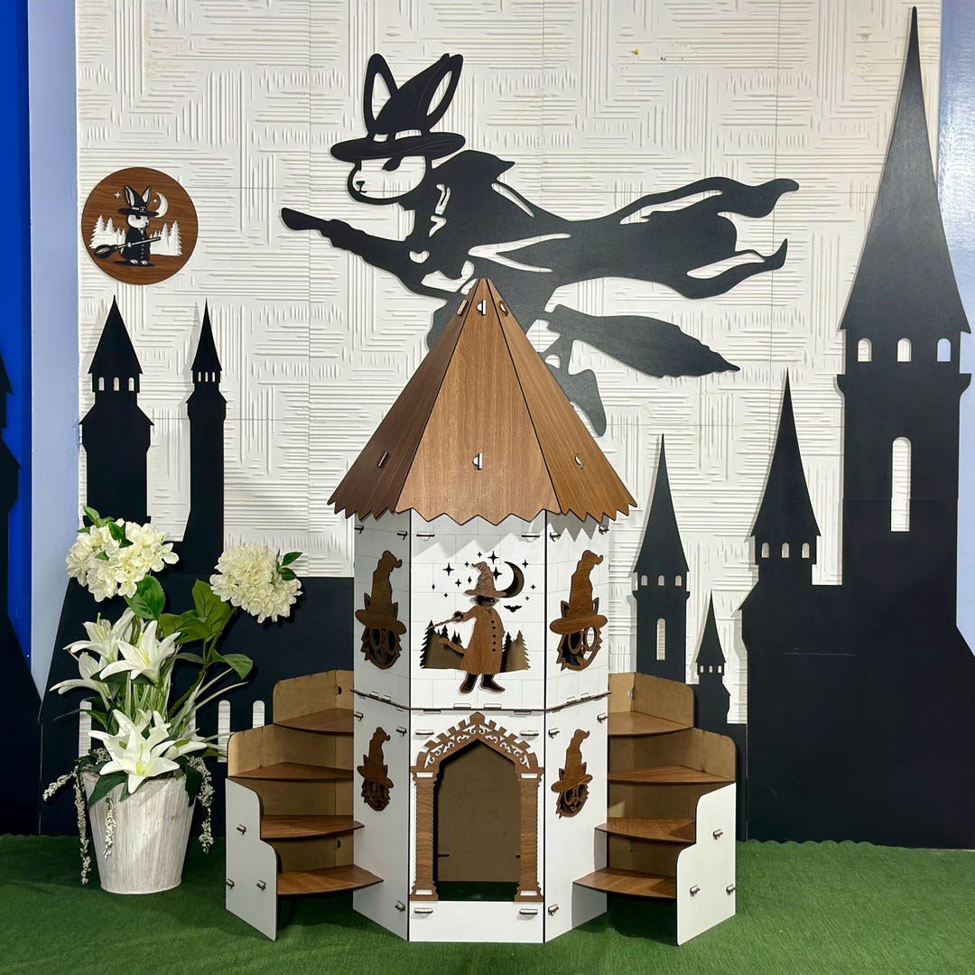 Wizards Oak Cat Tower White Walnut Gothic Cat Citadel, Medium/large ...
