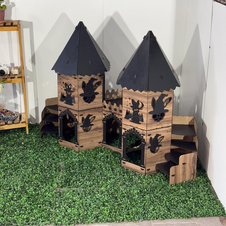 Enchanted Wizard Twin Tower Rabbit Castle : Gothic Bunny House Hideaway ...