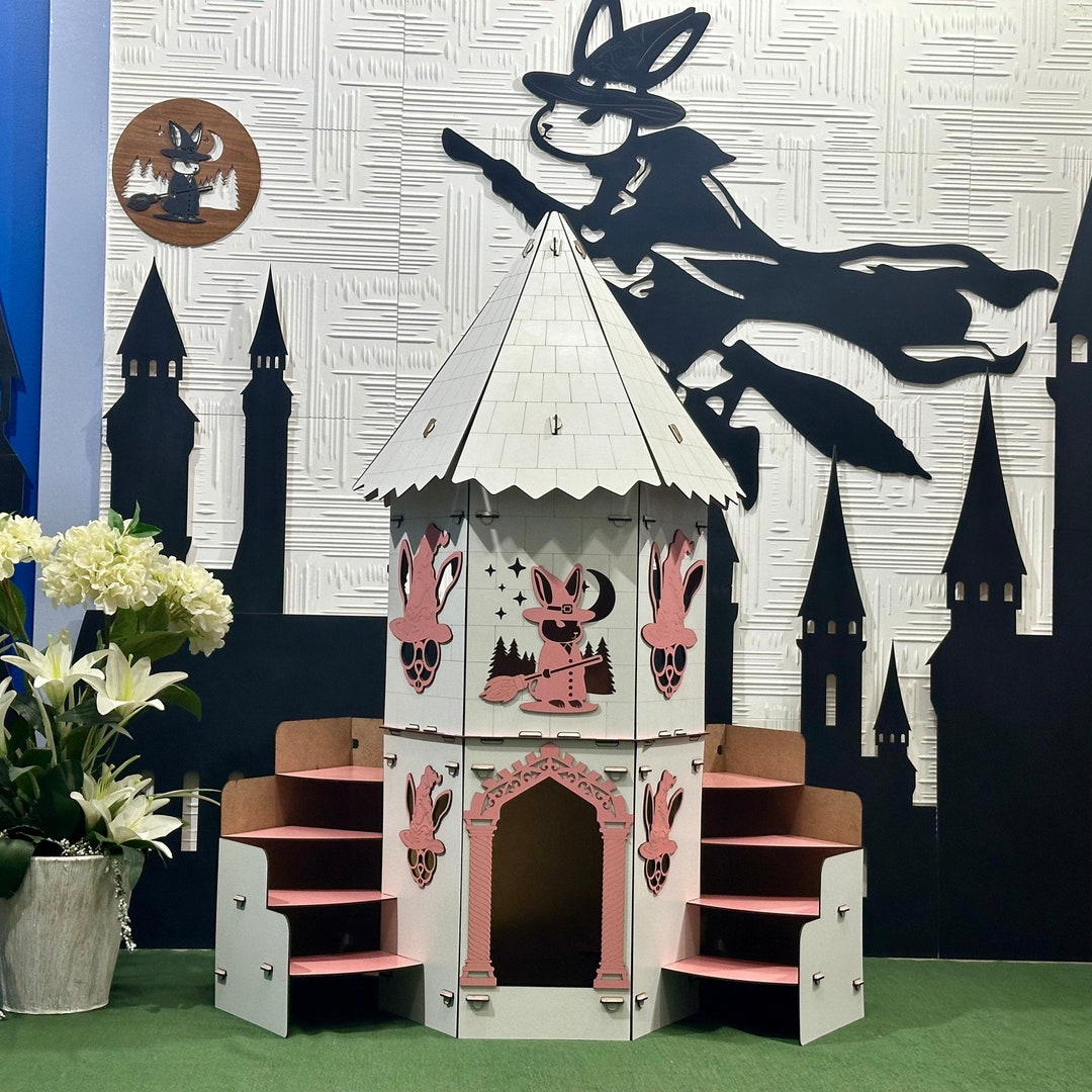 Large Wizard Rabbit Tower: A Magical Nest Medieval Design Bunny Castle ...