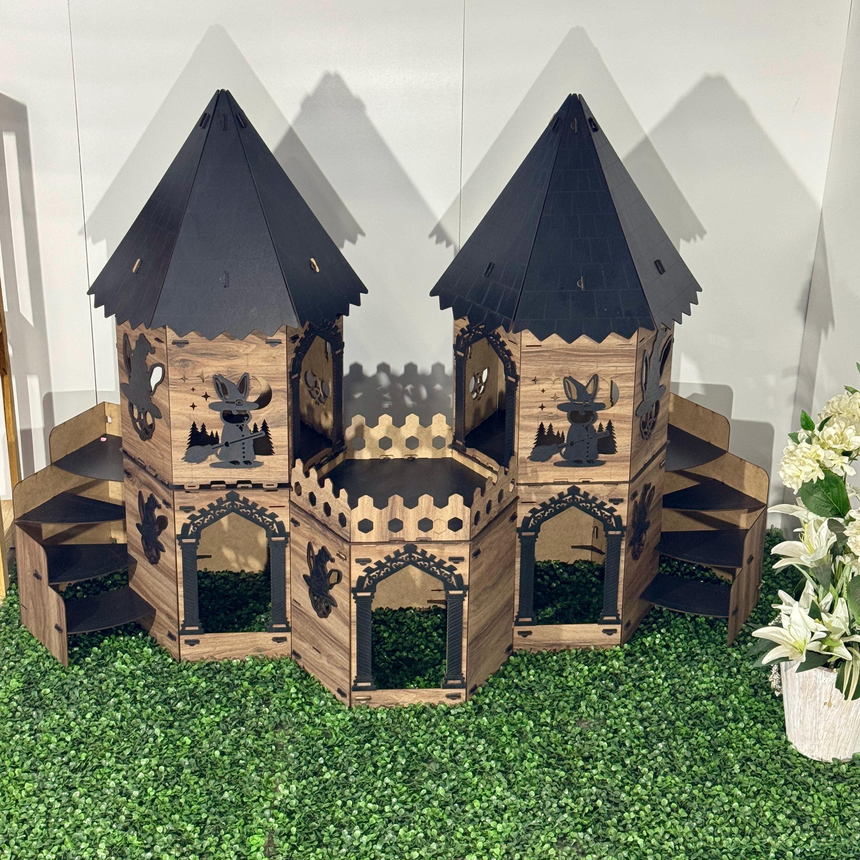 Enchanted Wizard Twin Tower Rabbit Castle : Gothic Bunny House Hideaway ...