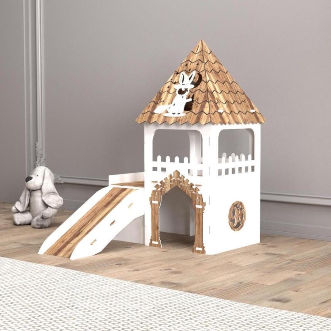 Wizardry Bunny Castle Playhouse: Two-story Rabbit House With Secret ...