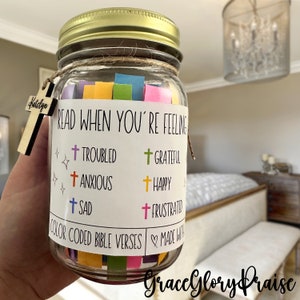 Bible Verse Jar, Christian Affirmation, Read Me When Jar, Color-coded ...