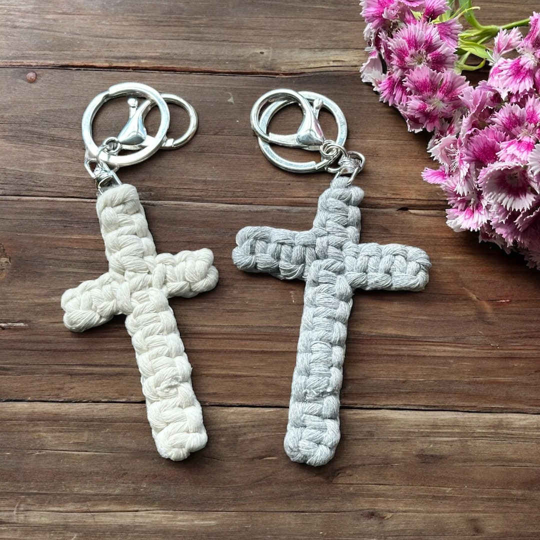 Macrame Cross Keychain, Christian Accessories, Keyfob, God is Good ...