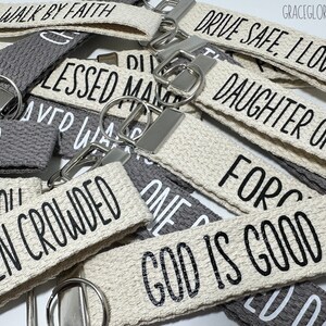 Christian Keychain, Cotton Keyfob, Wristlet Keychain, God is Good, Walk ...